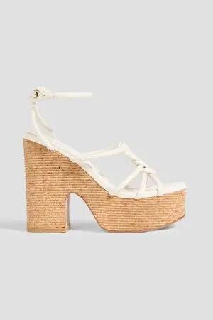 JIMMY CHOO Clare 130 Braided Leather Platform Sandals