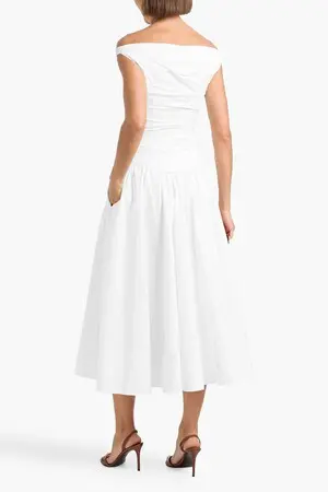 Simkhai Cersei Ruched Cotton-blend Poplin Midi Dress