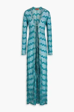 Missoni Metallic Crochetknit Coverup - Teal