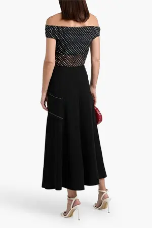 Alice + Olivia Polka Dot Mesh Off-the-shoulder Top