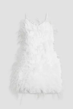 Cult Gaia Zariah Feather-embellished Crepe Mini Dress - White