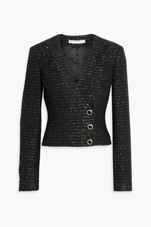 Alessandra Rich Double-breasted Metallic Tweed Jacket