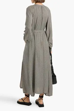 LEMLEM Makeda Belted Printed Crepe De Chine Midi Dress