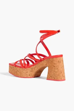 JIMMY CHOO Cecilia 95 Patent-leather Platform Sandals - Red