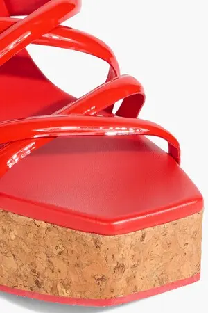 JIMMY CHOO Cecilia 95 Patent-leather Platform Sandals - Red