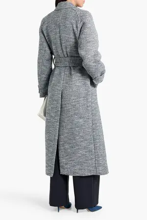 Victoria Beckham Tweed Coat With Detachable Waist Tie