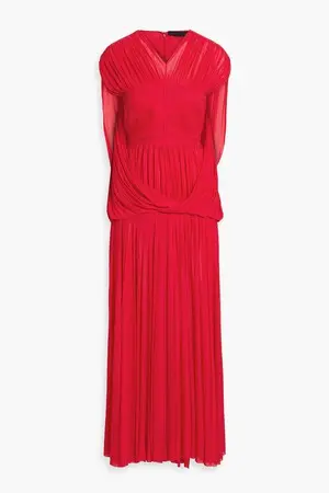 Proenza Schouler Cape-effect Pleated Jersey Maxi Dress - Red