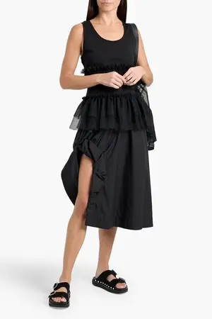 Simone Rocha Gathered Cotton-poplin Midi Skirt