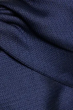 Badgley Mischka Strapless Bow-detailed Jacquard Gown - Navy