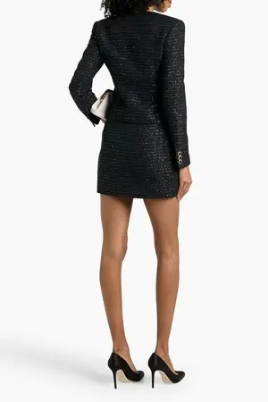Alessandra Rich Wrap-effect Metallic Tweed Mini Skirt