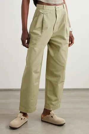 AGOLDE Becker Pleated Cotton-twill Tapered Pants