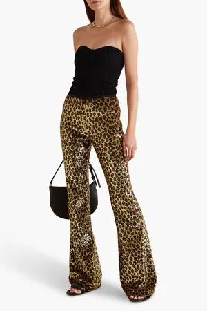 Michael Kors Leopard-print Sequined Flared Pants