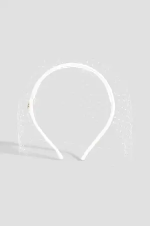 MAISON MICHEL Mesh Appliquéd Headband - White