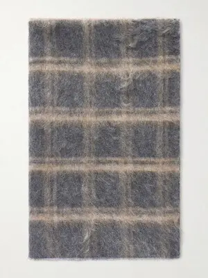 Brunello Cucinelli Checked Brushed-knit Scarf - Gray