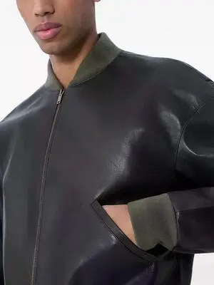 THE ROW Ribbed-collar Leather Bomber Jacket