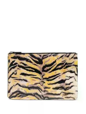 Kenzo Tiger Stripe Zip Pouch - Yellow