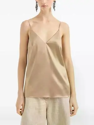 Brunello Cucinelli Stretch V-neck Top - Neutrals