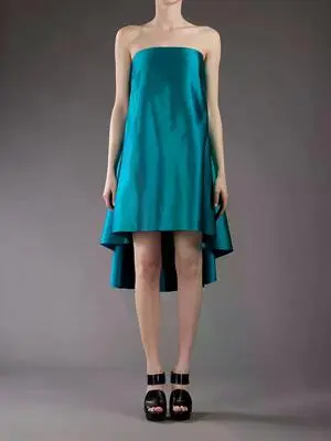 JIL SANDER Silk Strapless Dress With Cape Detail
