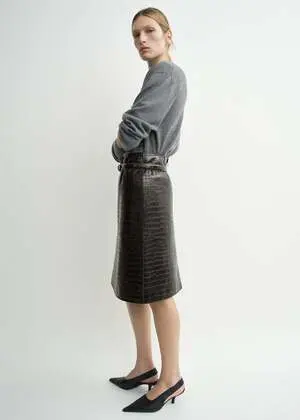 TOTEME Paneled Croco-embossed Skirt