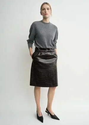 TOTEME Paneled Croco-embossed Skirt