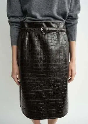 TOTEME Paneled Croco-embossed Skirt