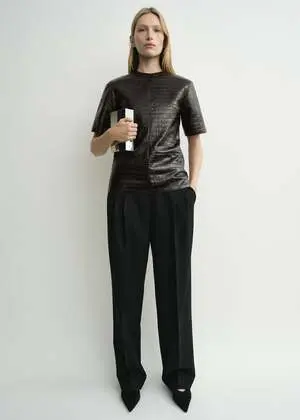 TOTEME Croco-embossed T-shirt - Brown