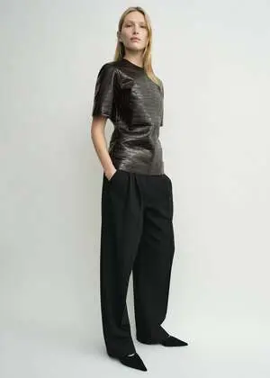 TOTEME Croco-embossed T-shirt - Brown