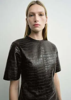TOTEME Croco-embossed T-shirt - Brown