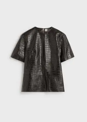 TOTEME Croco-embossed T-shirt - Brown