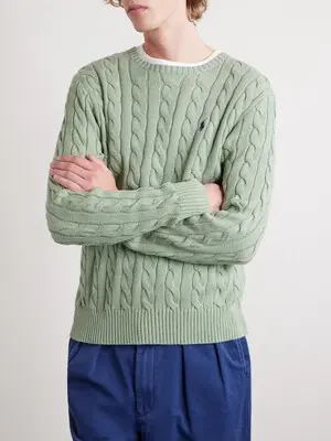 Polo Ralph Lauren Cable Knit Cotton Sweater - Green