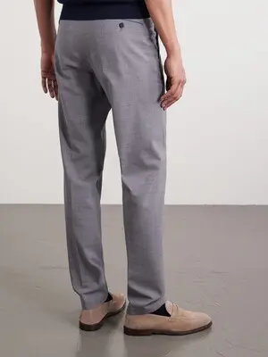 Eleventy Slim-fit Tapered Stretch-wool Flannel Trousers - Gray