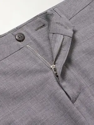 Eleventy Slim-fit Tapered Stretch-wool Flannel Trousers - Gray