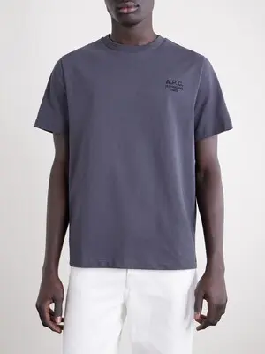 A.p.c. Logo-embroidered Cotton-jersey T-shirt - Gray