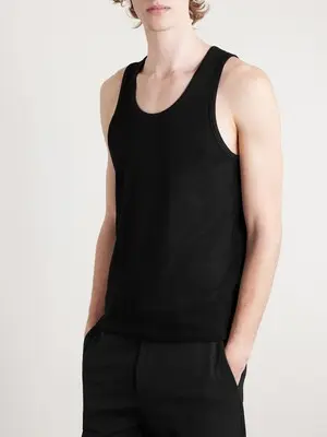 TOM FORD Open-knit Cotton Tank Top - Black