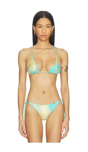 Luli Fama Seamless Triangle Bikini Top - Multicolor