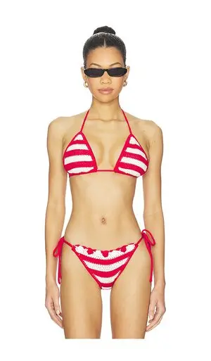 Frankies Bikinis Nick Crochet Bikini Top - Red Ribbon