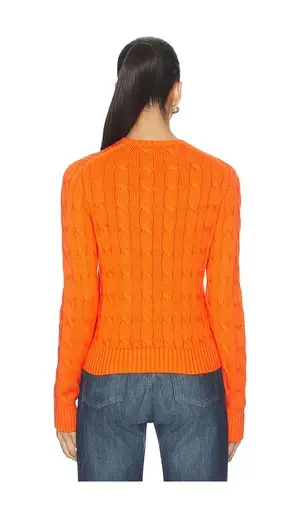 Polo Ralph Lauren Cotton Crewneck Cable Knit Pullover Sweater - Sailing Orange