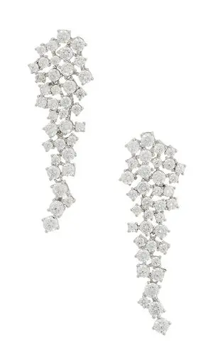 Shashi Argent Pave Dangle Earrings - Silver