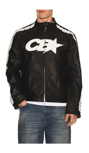 COLE BUXTON Decal Racer Jacket - Black & White