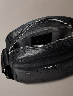 Calvin Klein Allover Embossed Emblem Logo Reporter Bag
