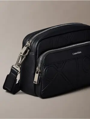 Calvin Klein Allover Embossed Emblem Logo Camera Bag