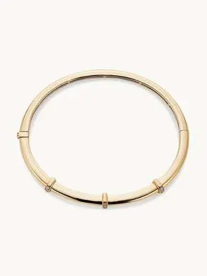 GWYN Vasco Pavé-loop Bangle - Yellow Gold,white Diamonds