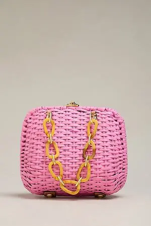 FRANCES VALENTINE Hen Wicker Basket Clutch - Pink