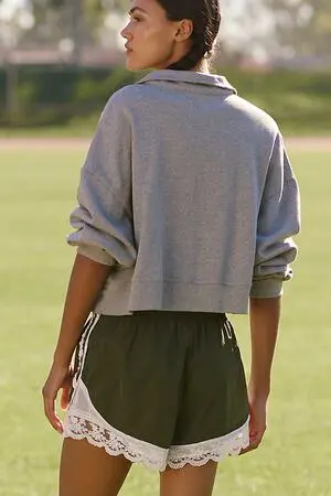 Daily Practice Long Jump Lace-trim Shorts - Olive