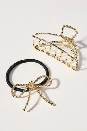 Anthropologie Braided Metal Hair Set - Gold