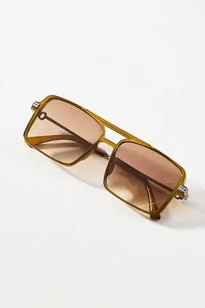 ANGLO Oversized Aviator Sunglasses - Yellow