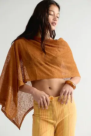 Free People Textured Boatneck Poncho - Bronze
