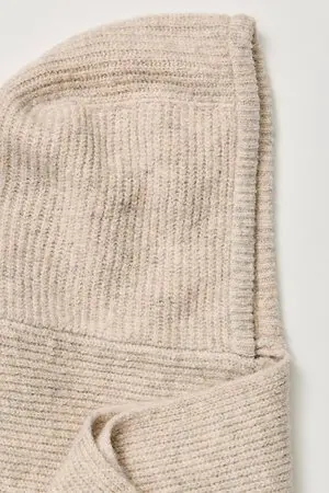 Free People Extra Large Ribbed Knit Balaclava Bonnet - Neutral