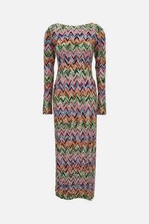 Missoni Long-sleeved Cover-up Dress With Zigzag Pattern
