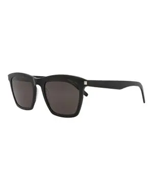 Saint Laurent Acetate Square Frame Sunglasses - Black Black Grey (sl281slim/30007110/001)